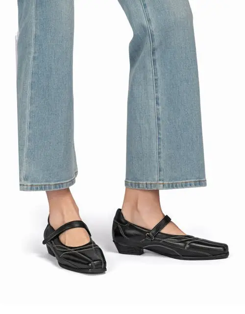 OLD TREND Folk Genuine Leather Mary Jane Heel - Black