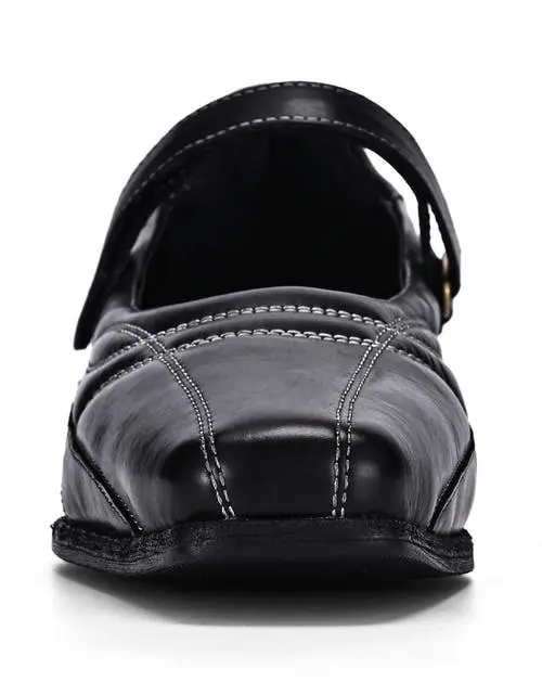 OLD TREND Folk Genuine Leather Mary Jane Heel - Black