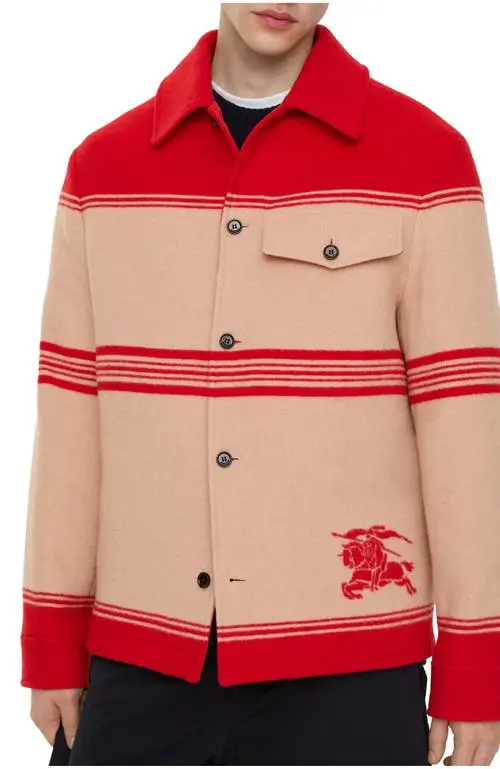 Burberry Striped Wool-nylon Jacket - Crayon Red