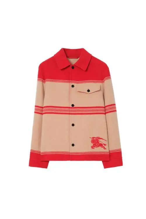 Burberry Striped Wool-nylon Jacket - Crayon Red
