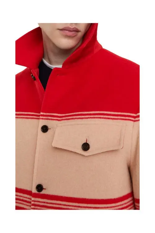 Burberry Striped Wool-nylon Jacket - Crayon Red