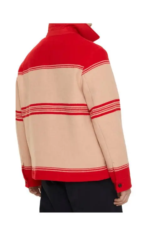 Burberry Striped Wool-nylon Jacket - Crayon Red