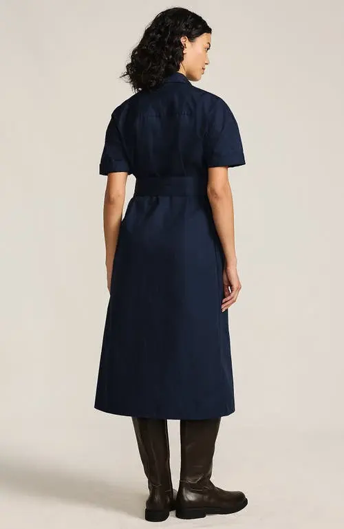 LANDS' END Cotton Poplin Button-front Midi Dress