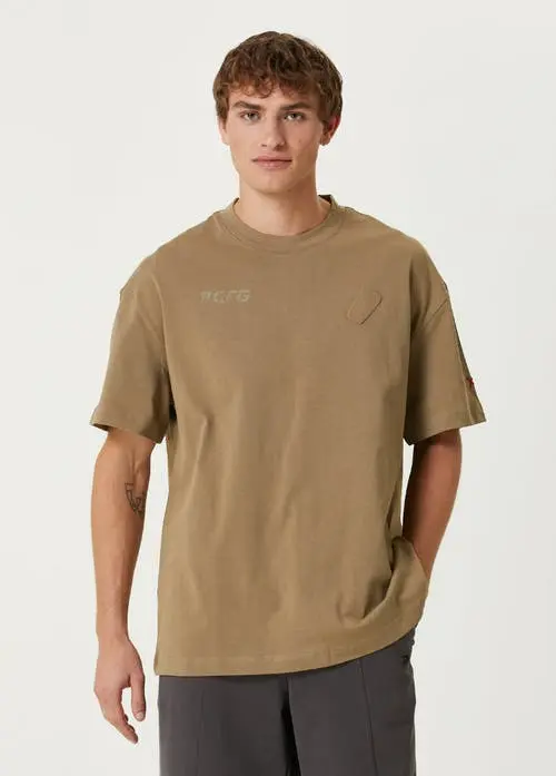 PCFG Cotton Oversized Tee With Emboss Detail - Chino Green