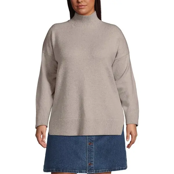 LANDS' END Split Hem Turtleneck Sweater