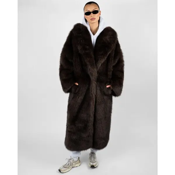 WeWoreWhat Long Faux Fur Jacket