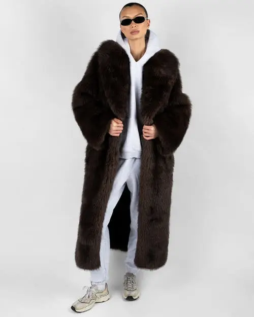 WeWoreWhat Long Faux Fur Jacket