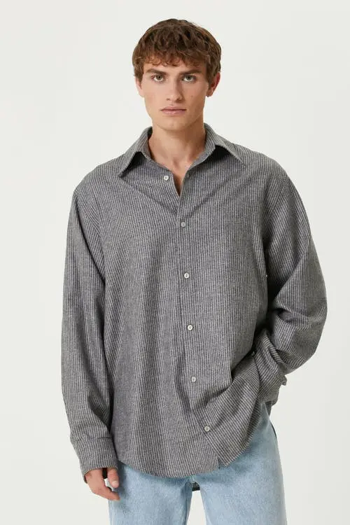 PCFG Wool & Cashmere Blend Your *itch Striped Long Sleeve Shirt