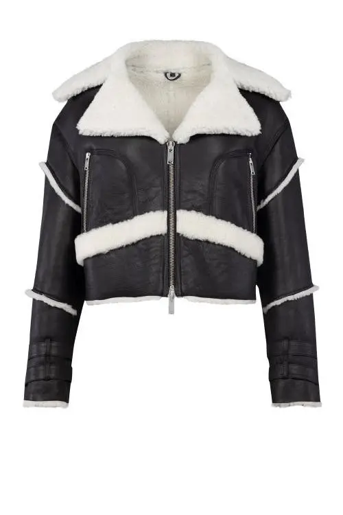 PCFG Fur Trimmed Cropped Leather Jacket