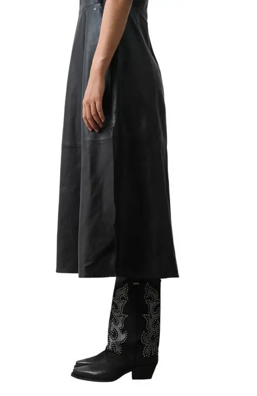 VELEZ Sleeveless Leather Midi Dress With Handcrafted Detail