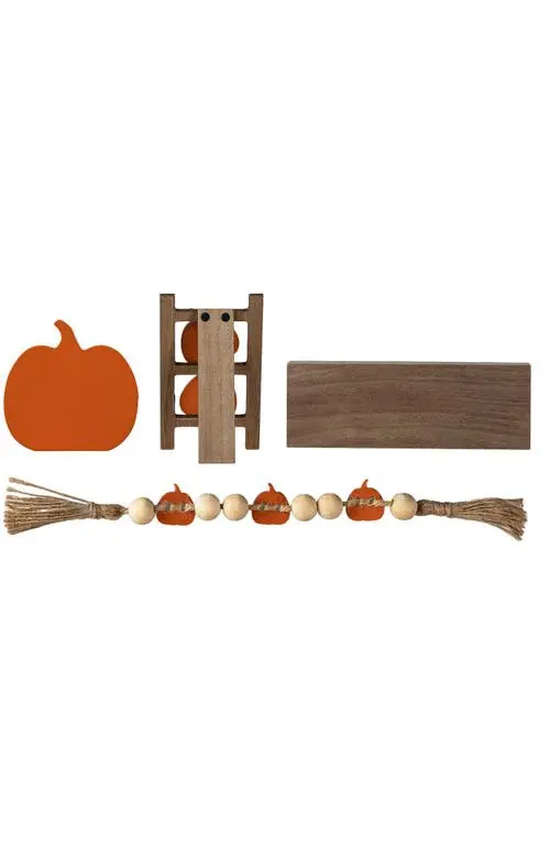GLITZHOME Set Of 4 Fall Wooden Word Signs Tiered Tray Table Decor