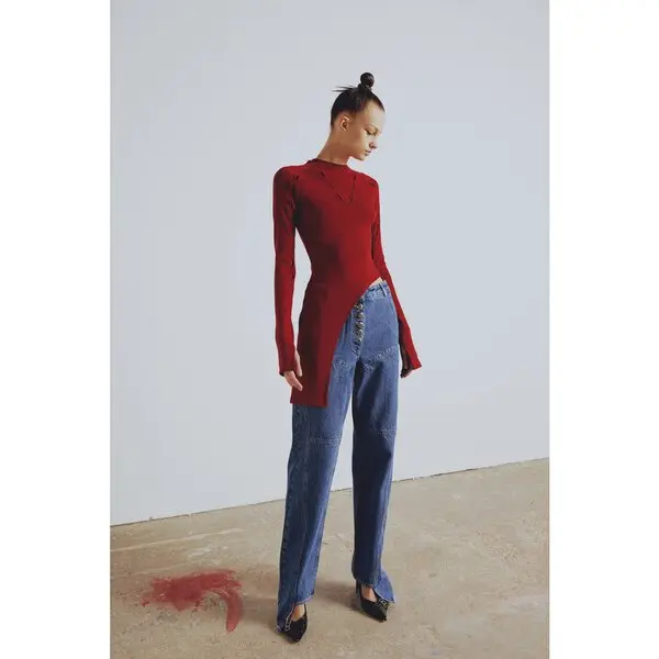 PCFG Two-tone Ribbed Long Sleeve Top