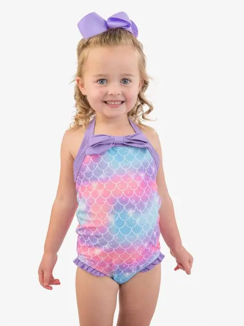 RUFFLEBUTTS Halter Upf 50+ One-piece Swimsuit
