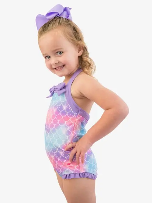 RUFFLEBUTTS Halter Upf 50+ One-piece Swimsuit