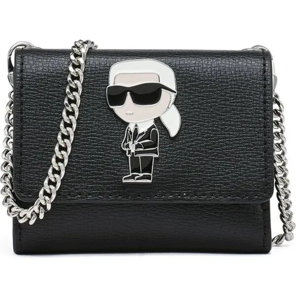 Karl Lagerfeld Paris Wallet On A Chain - Black/black Multi