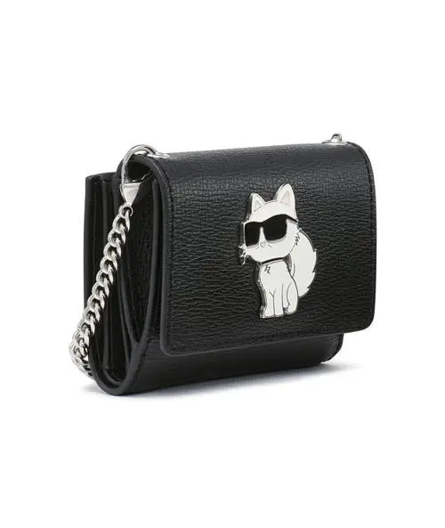 Karl Lagerfeld Paris Embellished Leather Wallet On Chain - White/black 2