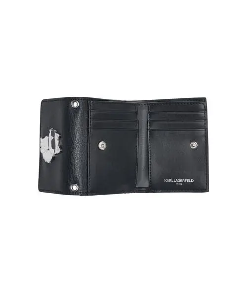Karl Lagerfeld Paris Embellished Leather Wallet On Chain - White/black 2
