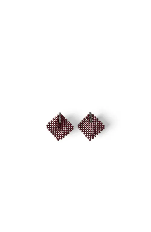 Brunello Cucinelli Hematite And Sterling Silver Beaded Earrings - Red