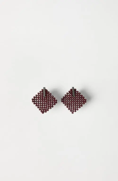 Brunello Cucinelli Hematite And Sterling Silver Beaded Earrings - Red