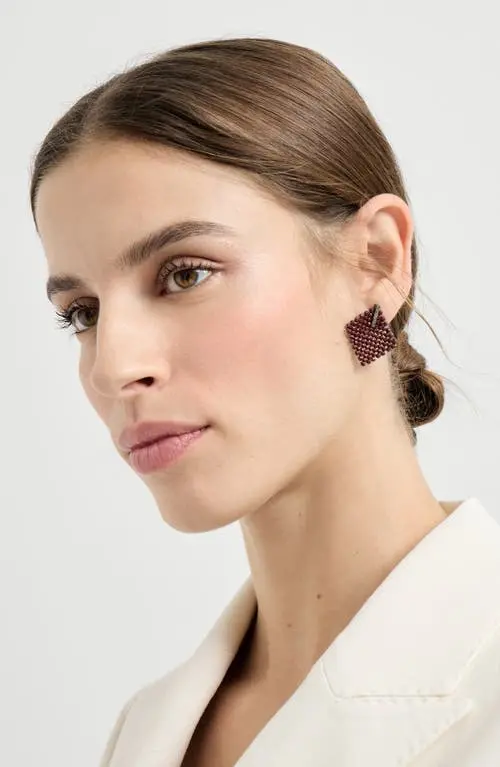 Brunello Cucinelli Hematite And Sterling Silver Beaded Earrings - Red