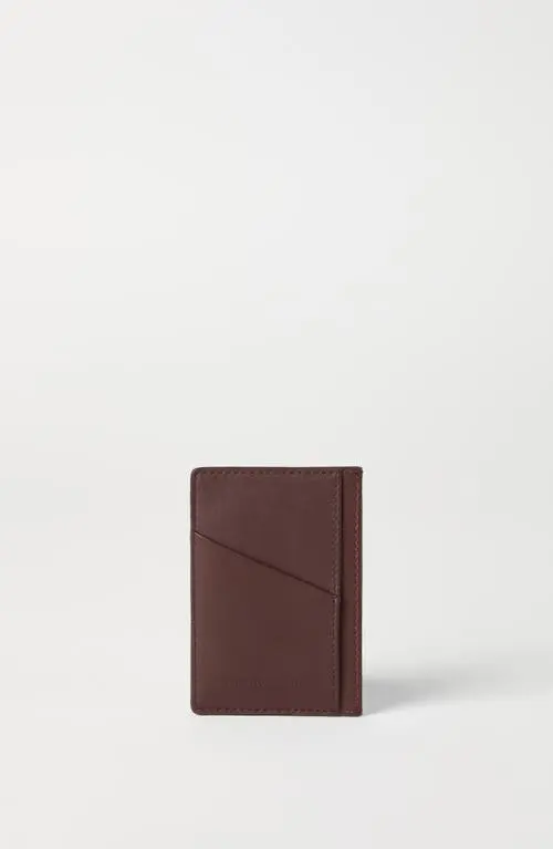 Brunello Cucinelli Calfskin Card Case - Brown