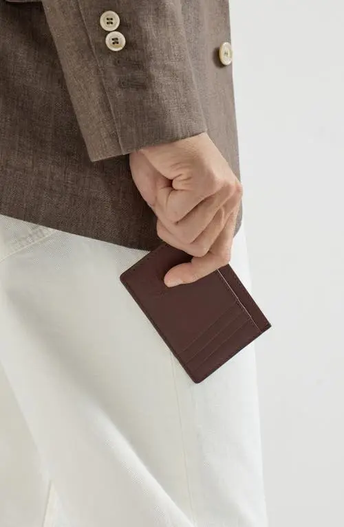 Brunello Cucinelli Calfskin Card Case - Brown