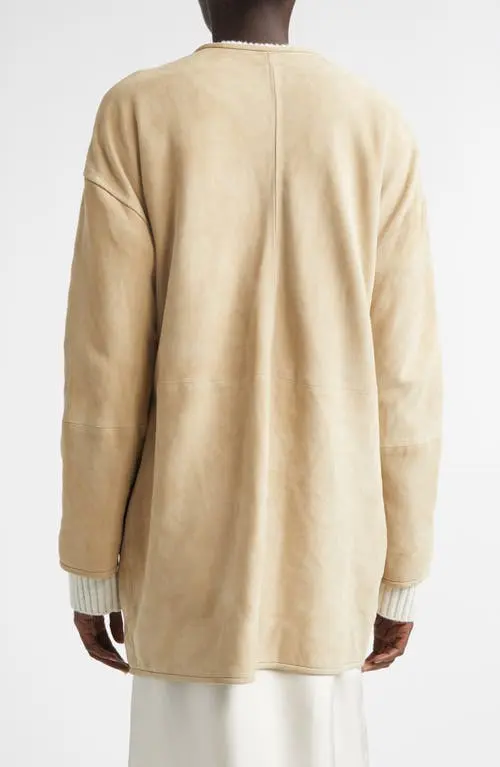 Loulou De Saison Waren Oval Goatskin Suede Coat - Beige