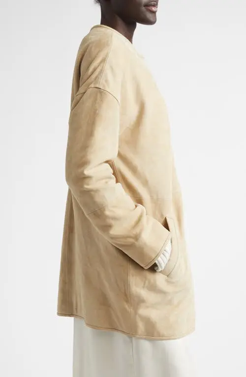 Loulou De Saison Waren Oval Goatskin Suede Coat - Beige