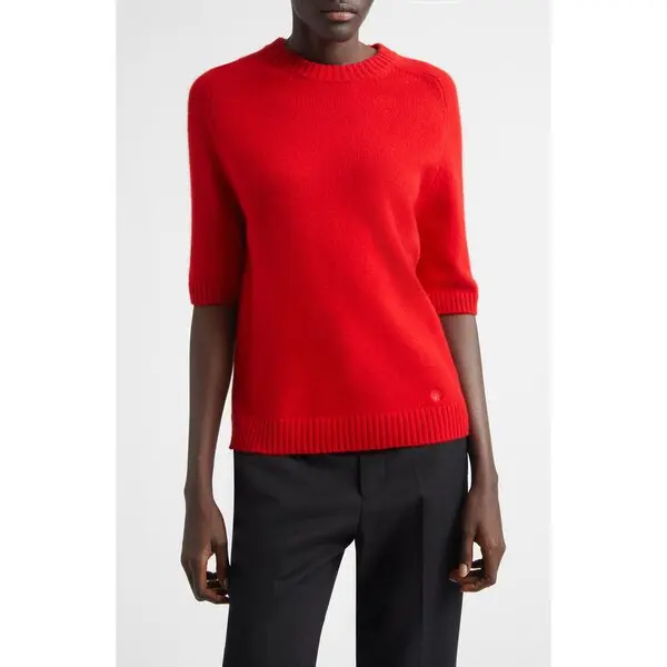 Loulou De Saison Dara Elbow Sleeve Cashmere Sweater - Red