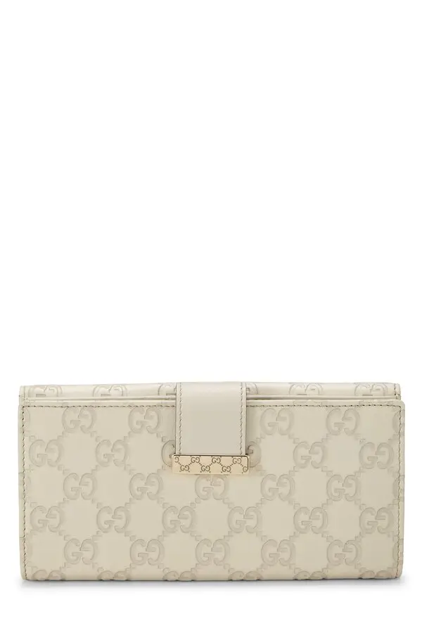 Gucci Cream Ssima Continental Wallet - White