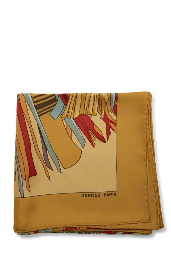 Hermès Multicolor 'cuirs Du Desert' Silk Scarf 90