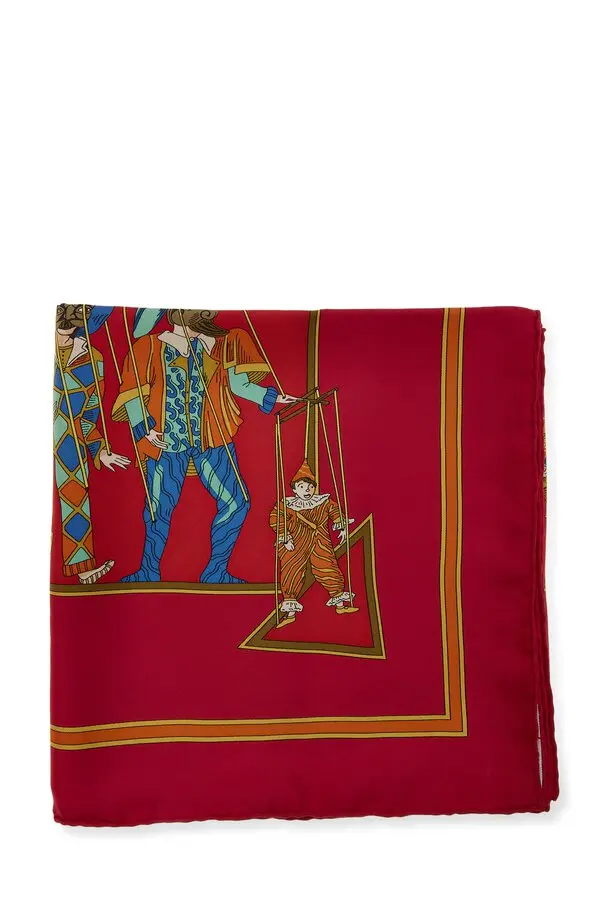 Hermès Multicolor 'le Temps Des Marionnettes' Silk Scarf 90
