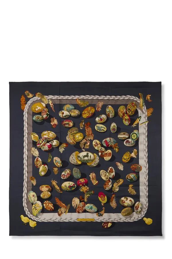 Hermès Multicolor 'couvee D Silk Scarf 90 - Grey