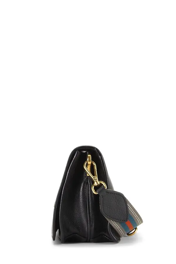 Prada Vitello Daino Double Strap Crossbody Bag - Black | Editorialist