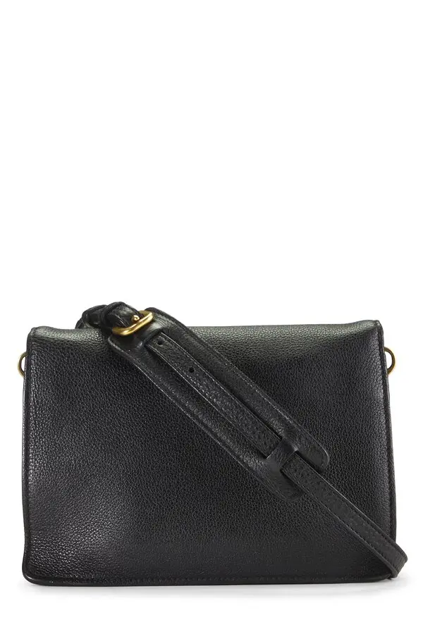 Prada Vitello Daino Double Strap Crossbody Bag - Black | Editorialist