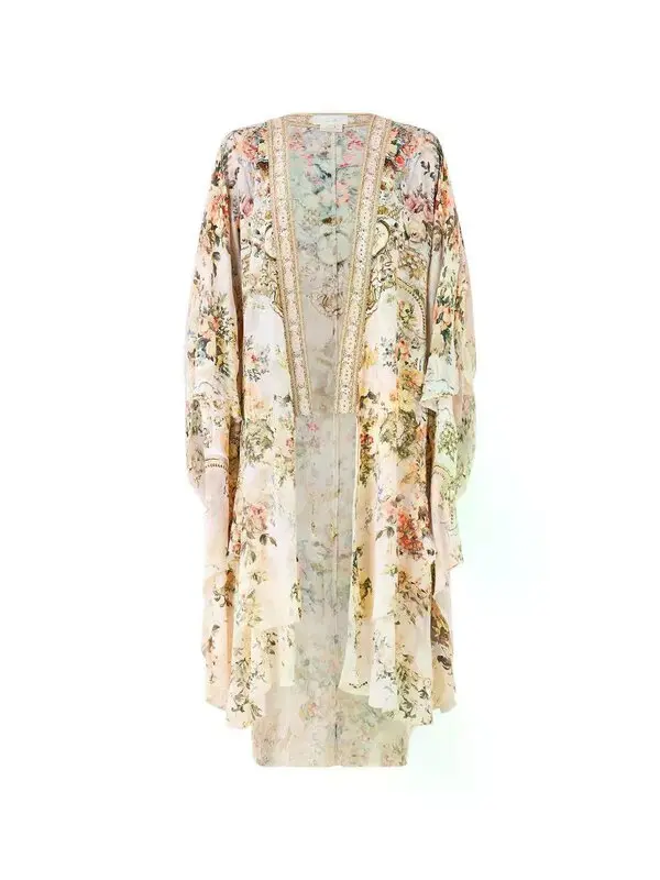 Camilla Floral-print Coat - Neutrals