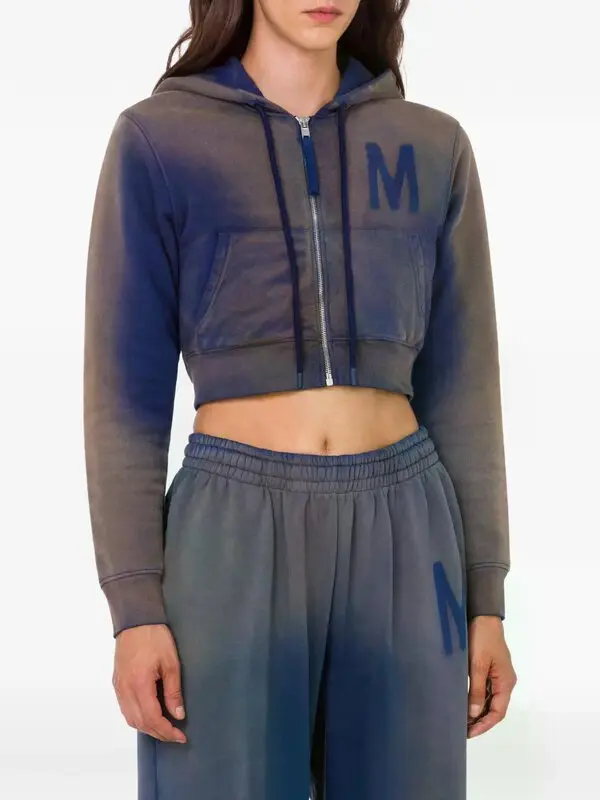Moschino Cropped Zip-up Hoodie With Logo Detail