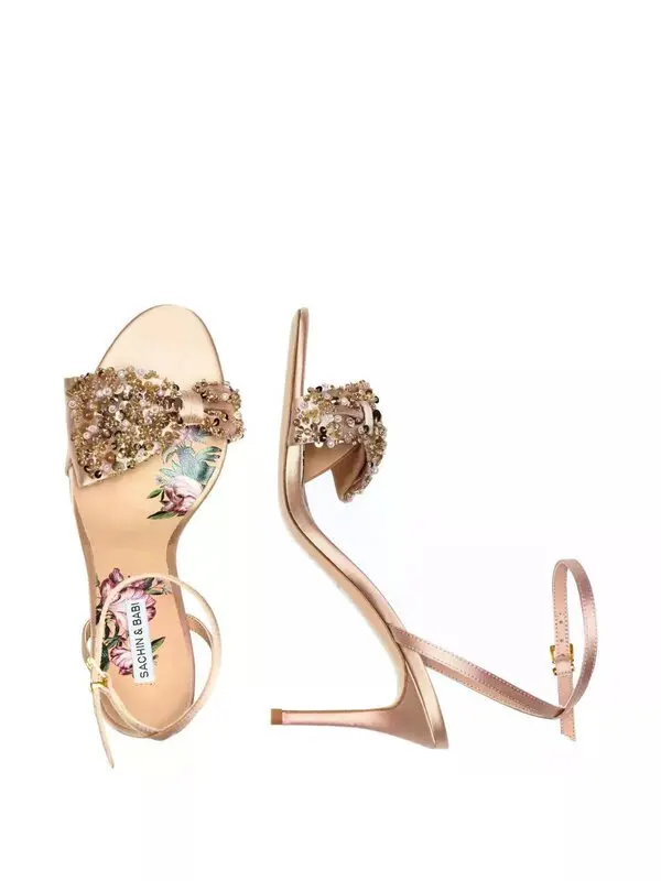 Sachin & Babi Embellished Bow Detail Sandals - Neutrals