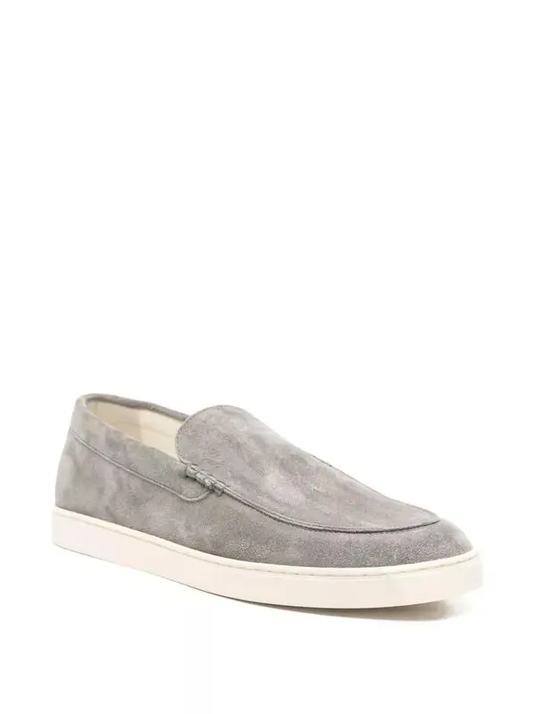 Brunello Cucinelli Chevron-effect Suede Loafers - Grey