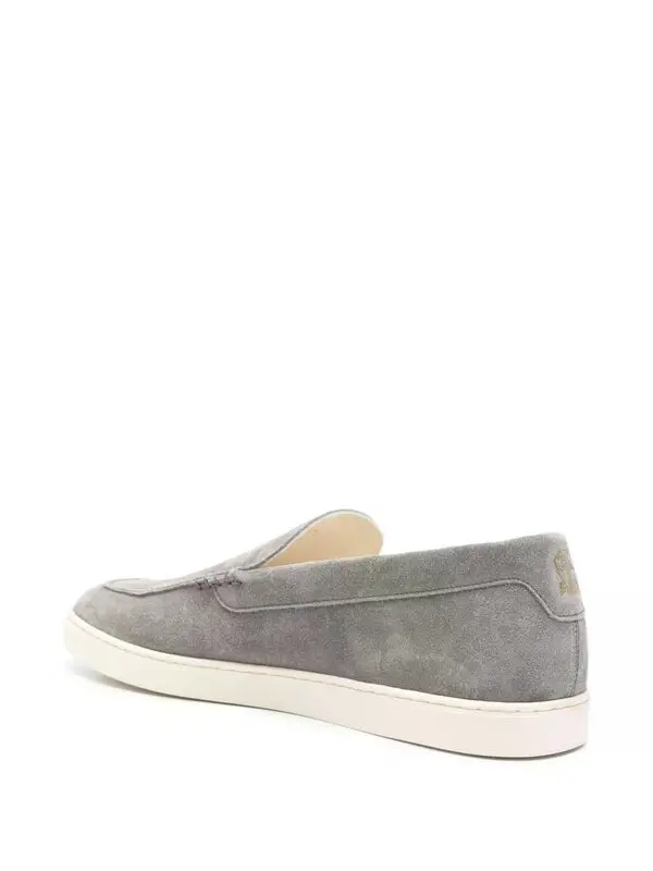 Brunello Cucinelli Chevron-effect Suede Loafers - Grey
