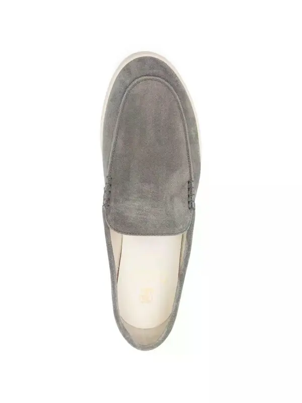 Brunello Cucinelli Chevron-effect Suede Loafers - Grey