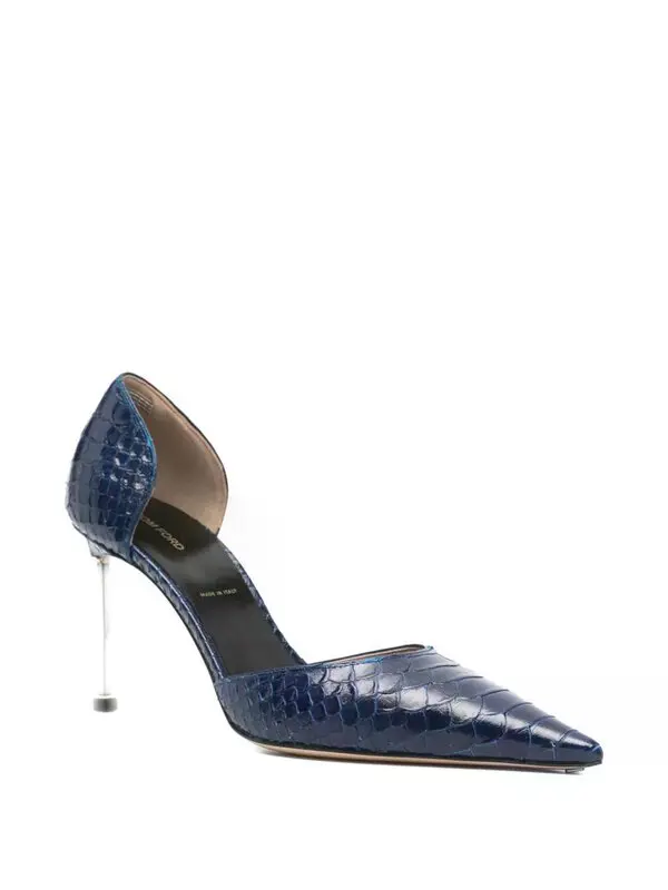 TOM FORD Spire D'orsay Crocodile-effect Pumps - Blue