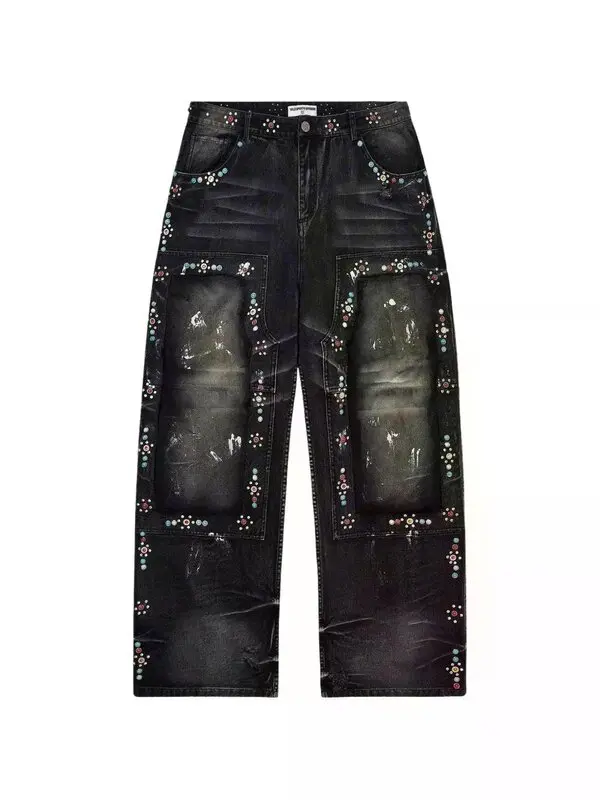 VALE FOREVER Floral Embellished Wide Leg Trousers