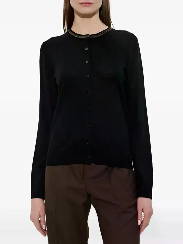 Paul Smith Merino Wool Cardigan With Multicoloured Trim
