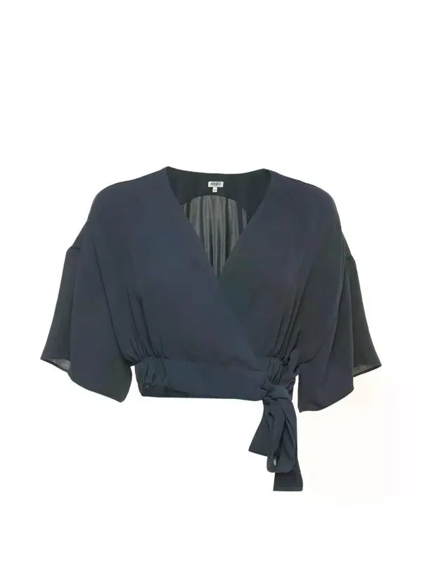 Kenzo V-neck Short Sleeve Tie Fastening Cropped Blouse