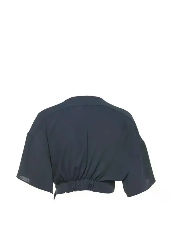 Kenzo V-neck Short Sleeve Tie Fastening Cropped Blouse