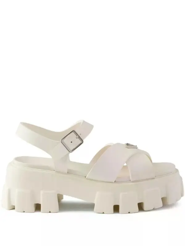 Prada Monolith Rubber Sandals With Enamelled Metal Logo
