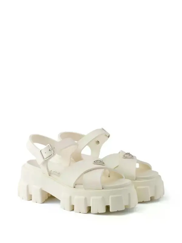 Prada Monolith Rubber Sandals With Enamelled Metal Logo