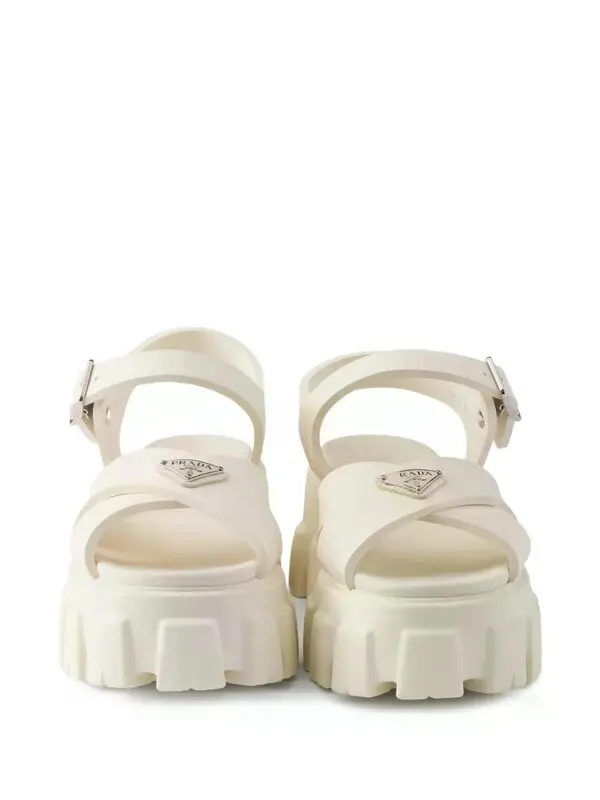 Prada Monolith Rubber Sandals With Enamelled Metal Logo