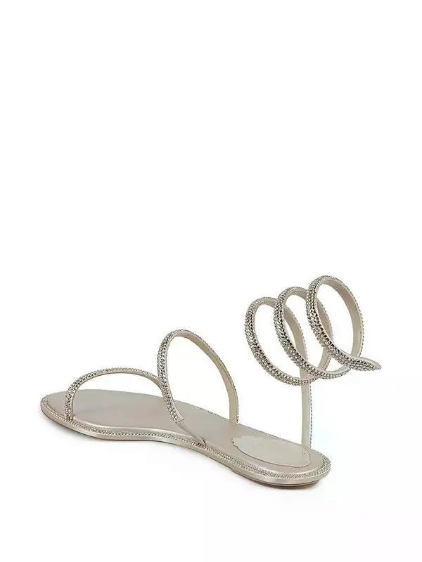 Rene Caovilla Rhinestone Embellished Spiral Sandals - Neutrals